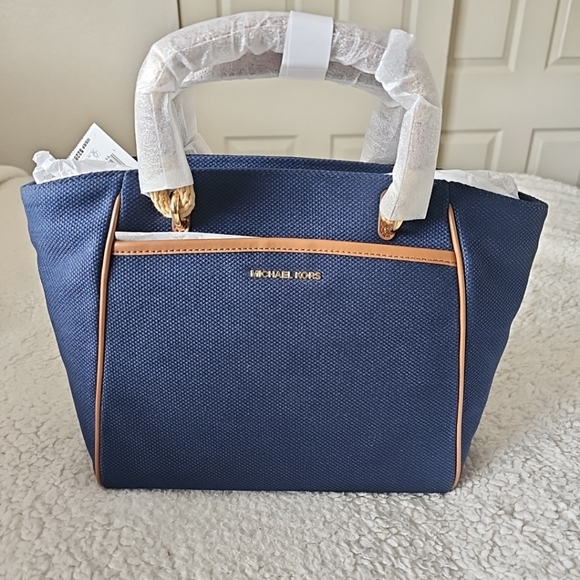 Michael Kors | Bags | Michael Kors Navy Blue Talia Small Grab Bag Tote ...